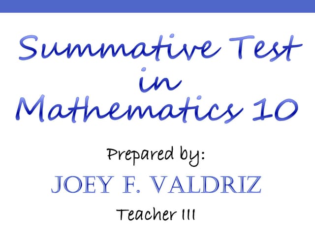 Grade 10 Math - Second Quarter Summative Test | DOCX