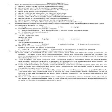Summative test no 1 and 3 | PDF