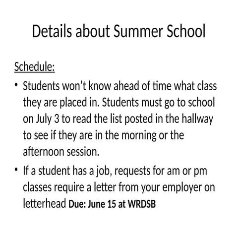 Summer School Program for Students June twenty eighteen part b | PPTX