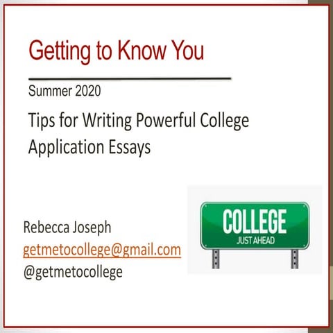 Perfecting Your College Applications | PPTX