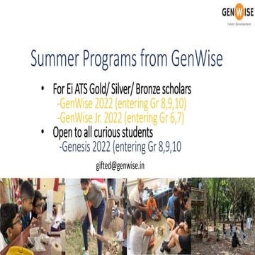 Summer 2022 programs from GenWise | PPTX | Educational Assessment ...