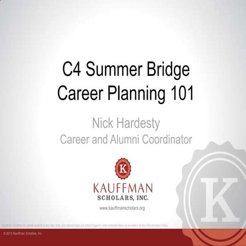 Summer Bridge Career Planning Power Point 2013 | PPTX | College ...