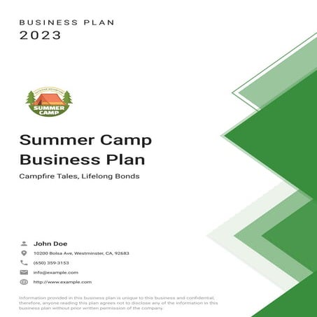 summer camp business plan example | upmetrics | PDF