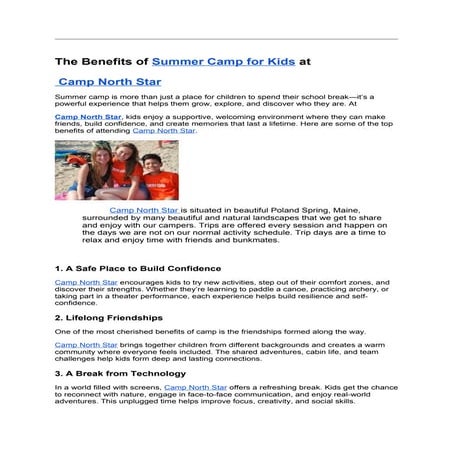 Summer Camp for Kids (1).docxThe Benefits of Summer Camp for Kids at ...