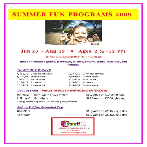 Kid Care Summer Fun Program 2009 | DOC