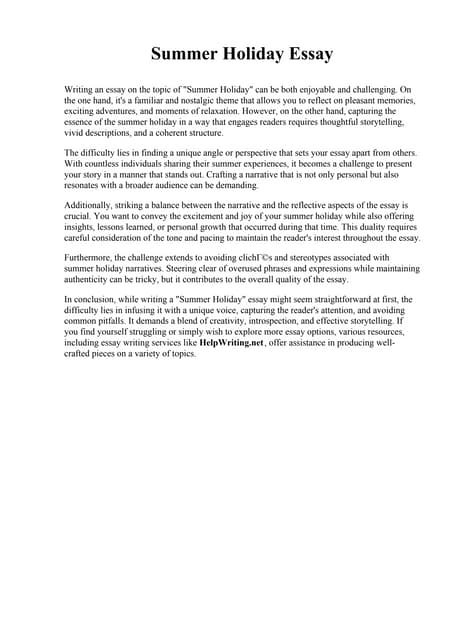 Descriptive Essay On Summer. Alamance Community College | PDF