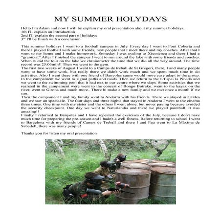 My summer holidays | PPTX