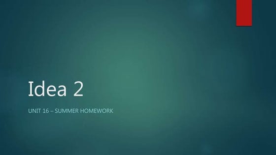 Summer homework idea 1 | PPT