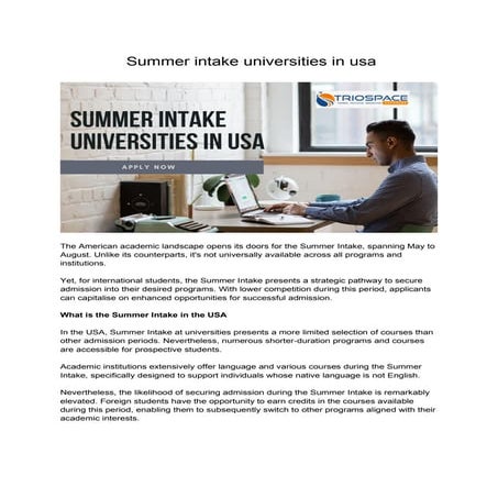 Summer intake universities in usa.pdf