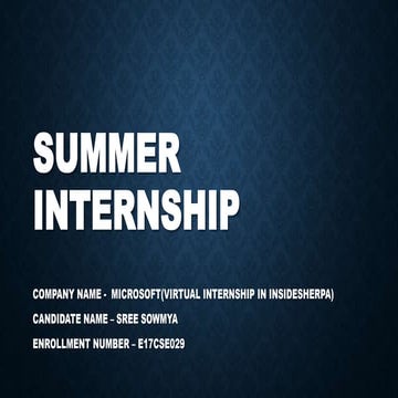 Summer internship | PPTX