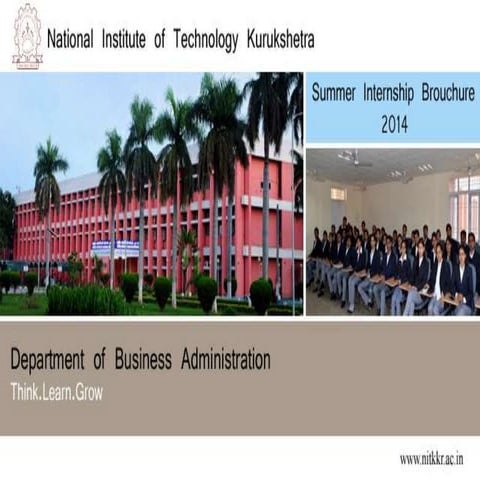 Summer internship brochure dba nit kurukshetra | PPSX