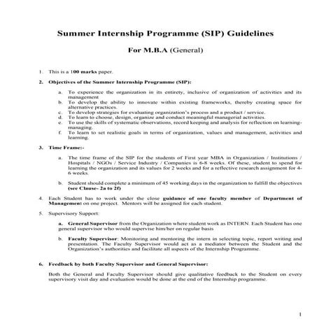 Summer internship guidelines (1) | PDF