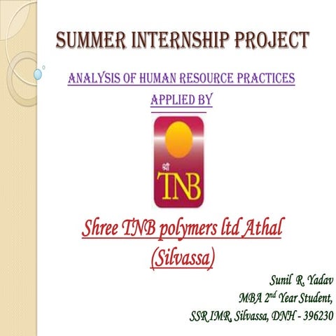 Summer internship project | PPTX | Human Resources | Business