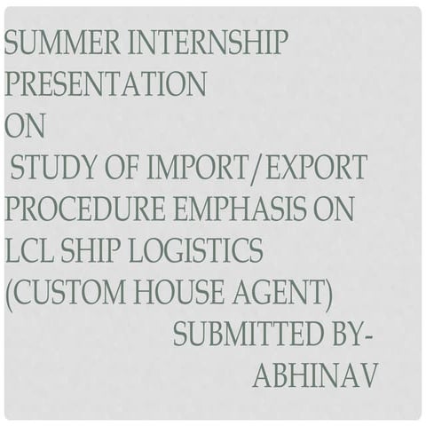 Summer internship project | PPTX
