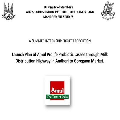 Summer internship project amul gcmmf | PPTX