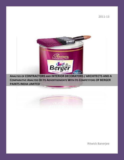 Berger Paint PPT | PPTX | Sales | Business