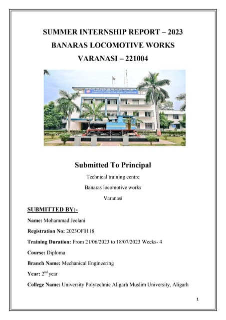 Railway internship report ppt presentation | PDF