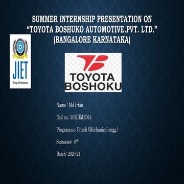Summer Internship Toyota Boshuko Automotive India.pptx