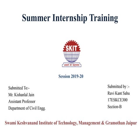 Summer internship training (Site learning ) | PPTX