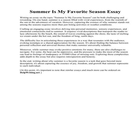 Summer Is My Favorite Season Essay.pdf