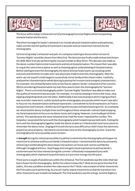 Learning the choreography for "Summer Nights" | DOCX