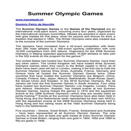 Summer olympic games | PDF