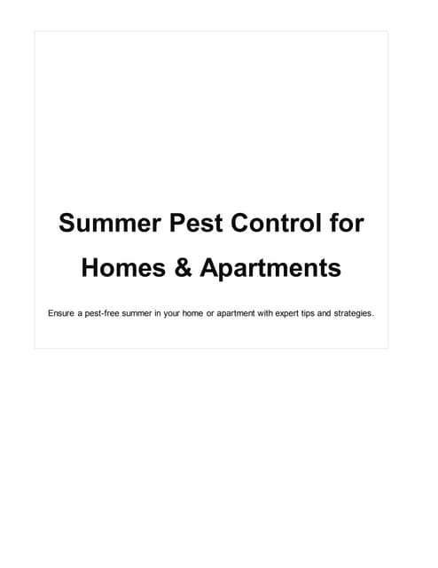 7 Tips About Summer Pest Control & Reasons Why Summer Is The Pest ...