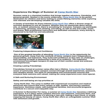 Summer Programs For Kids.docxExperience the Magic of Summer at Camp ...