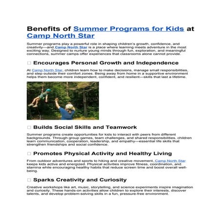 Summer Programs for Kids.docxBenefits of Summer Programs for Kids at ...