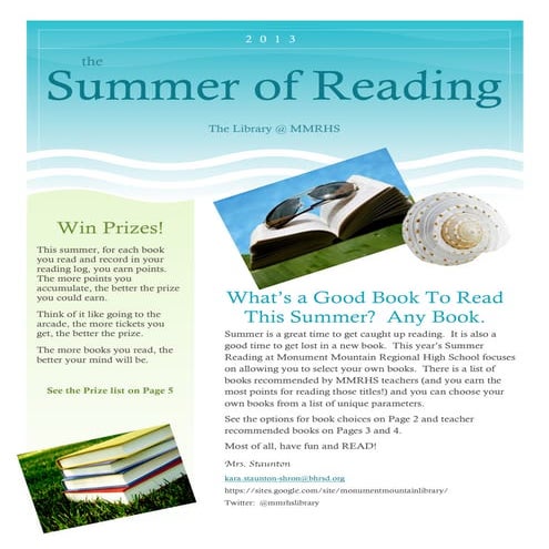 Summer reading newsletter | PDF | Fiction | Books and Literature
