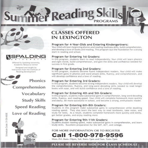 Summer Reading Skills -Spalding | PDF