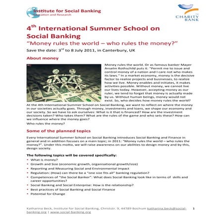 Summer School on Social Banking 2011_outline_100714 | PDF