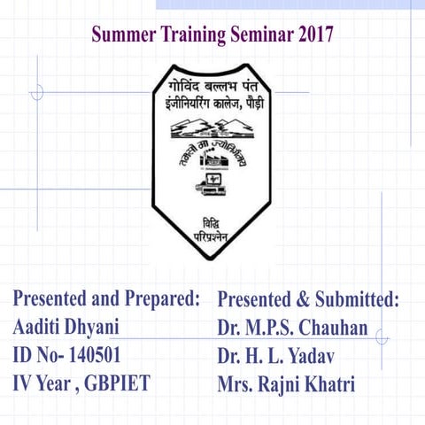 Summer training at CPWD by Aaditi Dhyani | PPTX