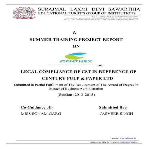 Summer training on cst | PDF