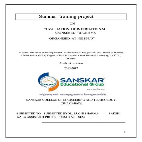 Summer training project | PDF