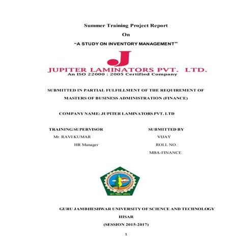 How to Prepare Summer training project report | PDF