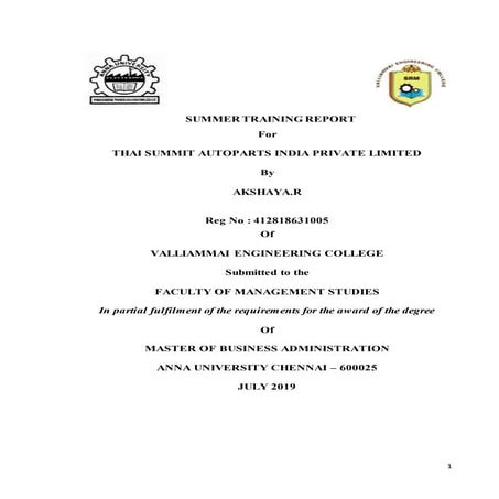 Summer training report | DOCX