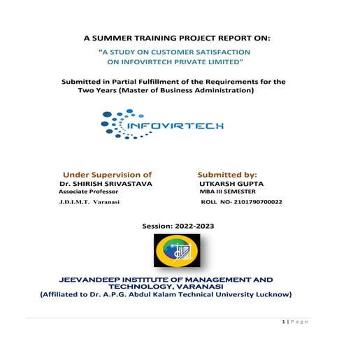 summer internship project report for MBA HRM | PDF