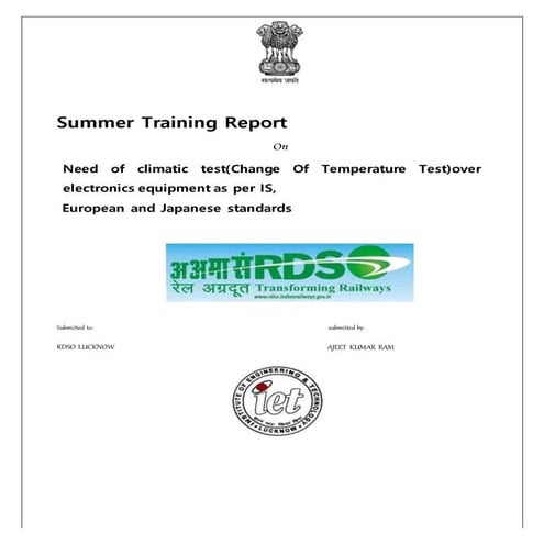 Summer training report rdso ajju | DOCX