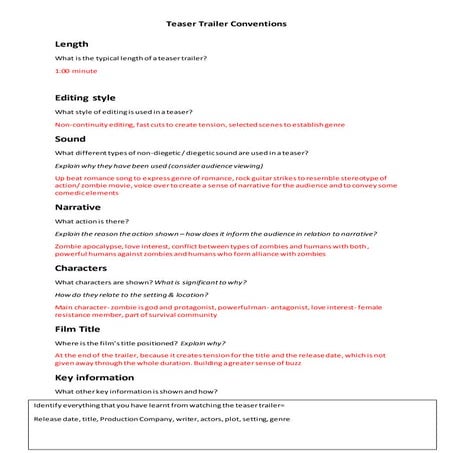 Teaser trailer analysis | DOCX