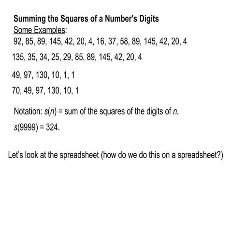 Summing the squares of a number's digits | PPT | Chemistry | Science