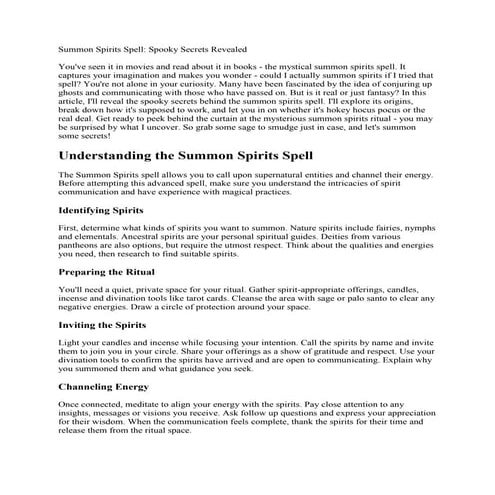 How do I actually summon the spirits? +27739970300 | DOCX