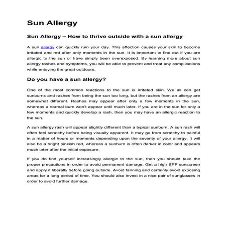 Sun allergy | PDF