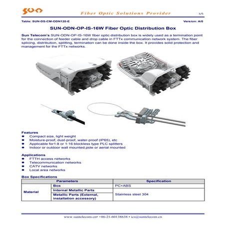 Sun odn-op-is-16w fiber optic distribution box | PDF