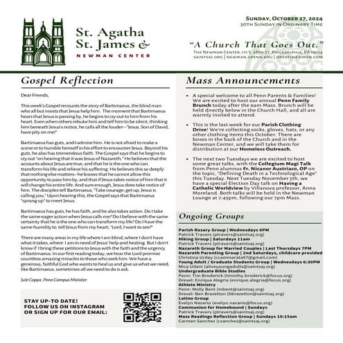 Sunday Bulletin, October 27th at St. AJs.pdf | Religious (Music and ...