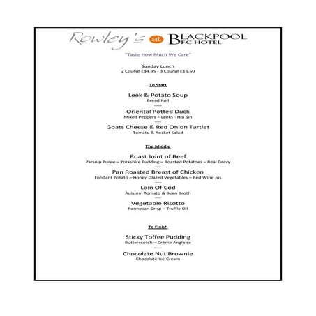 Sunday lunch menu | PDF