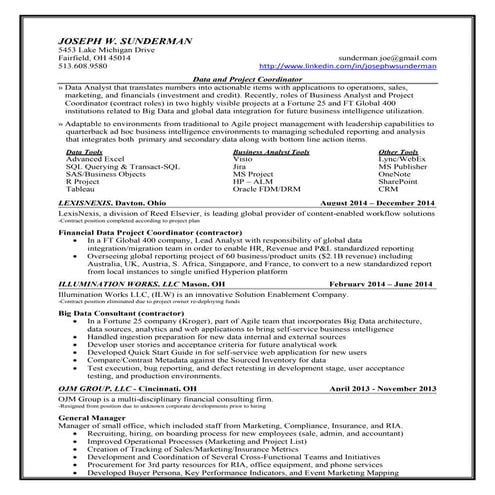 Joe Sunderman Resume | PDF
