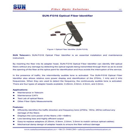 Sun Fi316 Fiber Identifier | PDF