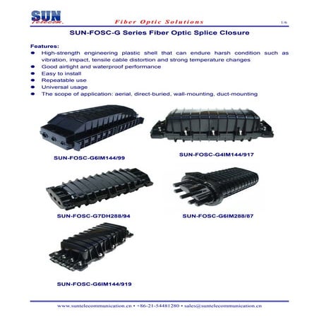 Sun Fosc G Series Fiber Optic Splice Closure | PDF