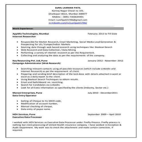 Sunil patil | DOCX | Search | Internet